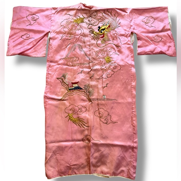 Intimates & Sleepwear | Antique Authentic Japanese Kimono Pink Silk ...